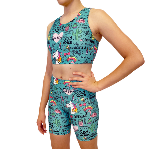 Kikx Kayla Style Sleeveless Crop Top with Racer Back in Unicorn and Su ...